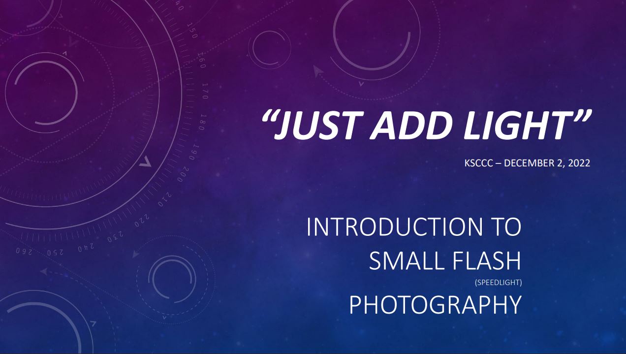 Small Flash Photography – Kanata Seniors' Centre Camera Club